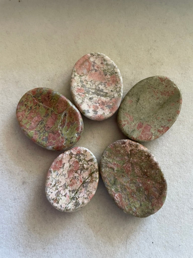 Unakite Jasper Worry Stone – Bowls of Sound
