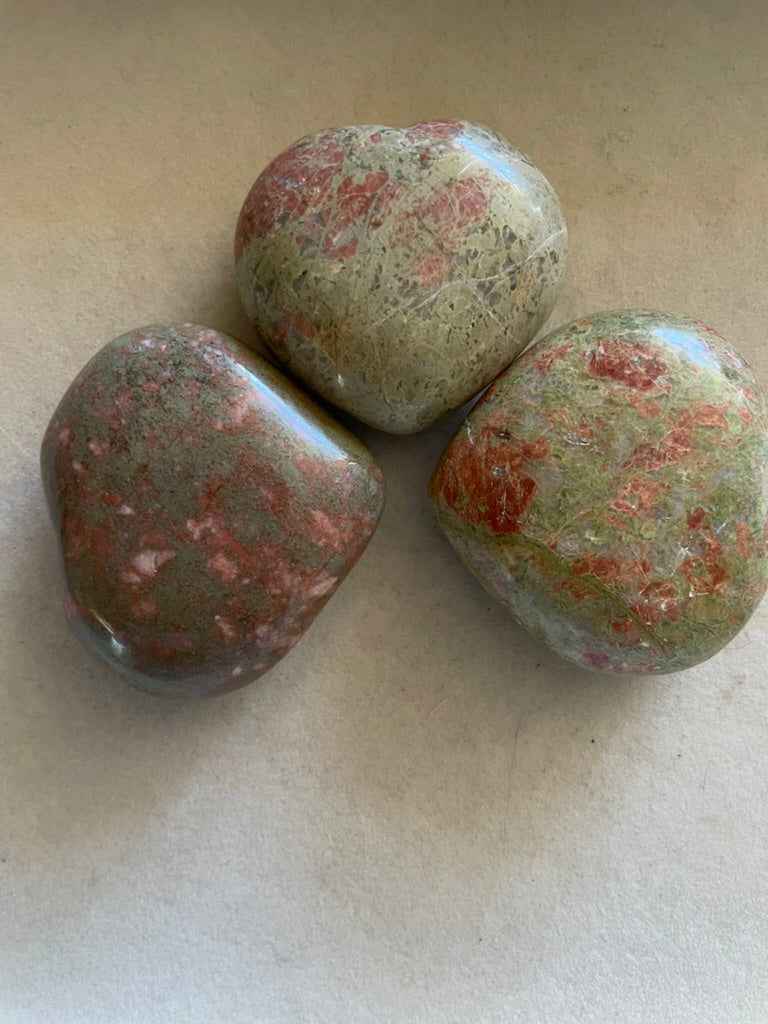 Unakite Jasper Heart – Bowls of Sound